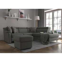 Sit & More sit&more Ecksofa &raquo;Freetown L-Form&laquo; inklusive Kopfteilverstellung und komfortablem Federkern grau B/H/T: 252cm x 84cm x 216cm, Luxus-Microfaser ALTARA 