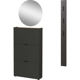 Germania Garderoben-Set &raquo;GW-Ameca&laquo; 3 Stk. tlg. grau Holzwerkstoff, Kunststoff, Metall B/H/T: 101cmcm x 200cmcm x 22cmcm,mit Spiegel