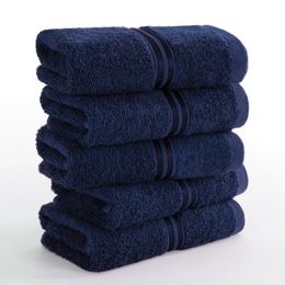 HAMMETEX Gaestehandtuecher &raquo;5er Set, 30x50 cm, weich & saugstark, 100% Baumwolle&laquo; mit Bord&uuml;re, einfarbig, Schlaufe, 100% Baumwolle Frottee blau 