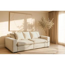 OTTO home 3-Sitzer &raquo;Venslev&laquo; Lounge-Sofa, mit extra tiefer Sitzfl&auml;che und losen Kissen beige 100% PES B/H/T: 230cm x 83cm x 120cm, Struktur