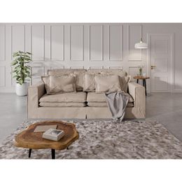 Home Affaire 4-Sitzer &raquo;ALISSAS mit vielen Kissen, Biesen an den Kissen&laquo; Hussenoptik, mit kleinen Taschen an der Seite zum Verstauen beige 92% 