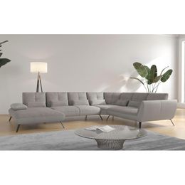 OTTO home Wohnlandschaft &raquo;Mikado U-Form&laquo; inkl. Sitztiefenverstellung und Armteilverstellung grau 100% Polyester B/H/T: 376cm x 88cm x 297cm, Breitcord
