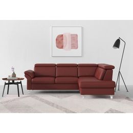 Sit & More sit&more Ecksofa &raquo;Arngast L-Form&laquo; inklusive Kopfteilverstellung und Federkern rot B/H/T: 245cm x 84cm x 194cm, NaturLEDER , Ottomane rechts, ohne 