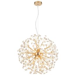 Globo LIGHTING H&auml;ngeleuchte &raquo;KATRINA&laquo; G9 1 Stk. Warmwei&szlig; Luster H&auml;ngelampe Esszimmer Esstisch-Lampe elegant gold &Oslash; 60cm H: 150cm, 1 Stk.