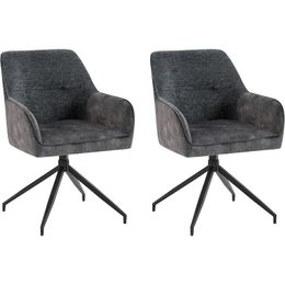 ByLiving Esszimmerstuhl &raquo;Jacky 2er-Set&laquo; (Set) 2 Stk.drehbarer Stuhl mit Taschenfederkern und moderner Stoffkombination grau Metall, Polyester, Stoff B