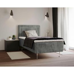 Home Affaire Boxspringbett &raquo;Hacer&laquo; Topper, H2 oder H3 und in Breiten 70,80,90,120,140,160,180 w&auml;hlbar grau 100% Polyester Samtoptik, Liegefl&auml;che B/L: 