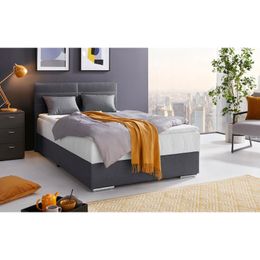 COTTA Boxbett &raquo;Tom mit Bettkasten, Topper und Zierkissen&laquo; Bestseller, Unser Dauertiefpreis grau Polyester Stoff Karo Polyester Komfortschaumtoppper 