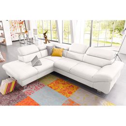 COTTA Ecksofa &raquo;Driver L-Form, B: 265 cm&laquo; Kopfteilverstellung, optional Schlaffunktion & Bettkasten wei&szlig; Kunstleder SOFTLUX ;LEDER BEEFY (ein 