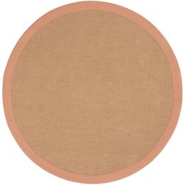 CarpetFine Sisalteppich &raquo;Sisal&laquo; rund 5 mm H&ouml;he mit farbiger Bord&uuml;re, Anti-Rutsch R&uuml;ckseite orange Sisal &Oslash; 160cm 1 Stk., 5mm, &Oslash; 160cm