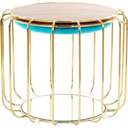 Kayoom Beistelltisch &raquo;Pouf Comfortable 110, abnehmbares und wendbares Oberteil&laquo; 1 Stk. tlg. praktisch umzuwandeln in Tisch oder Hocker, mit Spiegelglas blau 