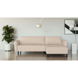 Home Affaire Ecksofa &raquo;Glandine&laquo; L-Form beige 100% Polyester B/H/T: 233cm x 82cm x 177cm, Struktur, Recamiere rechts