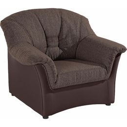 DOMO collection Sessel &raquo;ELVA elegante R&uuml;ckensteppung&laquo; whlw. mit Federkern braun Kunstleder SOFTLUX / Struktur ( 100% Polyester);Microfaser PRIMABELLE 