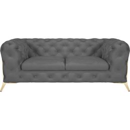 Home Affaire Chesterfield-Sofa &raquo;Amaury&laquo; aufw&auml;ndige Knopfheftung, moderne Chesterfield Optik, Fu&szlig;farbe w&auml;hlbar grau Struktur (100% Polyester9;Samtoptik
