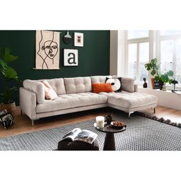 Trends by HG Ecksofa &raquo;Landau L-Form&laquo; in Cord-Stoff mit Metallfu&szlig; beige B/H/T: 275cm x 75cm x 158cm, Cord, Recamiere rechts
