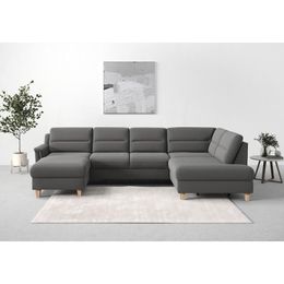 Sit & More sit&more Wohnlandschaft &raquo;Far&ouml; U-Form&laquo; inklusive Federkern, wahlweise mit Schlaffunktion und Bettkasten grau B/H/T: 325cm x 90cm x 187cm, Luxus-