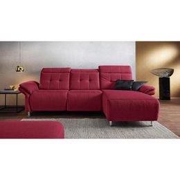 Home Affaire Ecksofa &raquo;Manhattan L-Form&laquo; 2 Sitze mit elektrischer Relaxfunktion, verstellbare Armlehnen rot Kunstleder SOFTLUX ;Flachgewebe (100% 