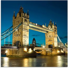 Artland Glasbild &raquo;Tower Bridge Abendd&auml;mmerung London&laquo; Br&uuml;cken 1 Stk. tlg. in verschiedenen Gr&ouml;&szlig;en blau B/H/T: 50cm x 50cm, Glasbild Br&uuml;cken, 1 Stk.