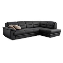 Sit & More sit&more Ecksofa &raquo;Mailand L-Form, B: 250 cm&laquo; optional Schlaffunktion,Ottomane,inkl 5 Jahre Herstellergarantie schwarz Luxus-Kunstleder;Kunstleder 