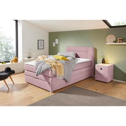 Jockenh&ouml;fer Boxspringbett &raquo;Carmen&laquo; mit Bettkasten und Topper, erh&auml;ltlich in 120 & 140cm Breite rosa Strukturstoff, Liegefl&auml;che B/L: 120cm x 200cm, Gewicht bis: 
