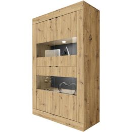 Home Affaire Vitrine &raquo;Basic H&ouml;he 162 cm, Standvitrine mit 4 T&uuml;ren - Metallgriffe,&laquo; Stauraumvitrine in moderner Rahmenoptik, Hochschrank, Anrichte 