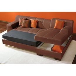 Home Affaire Ecksofa &raquo;Falk klare Linien, elegant und zeitlos, L-Form&laquo; mit Federkern und wahlweise mit Bettfunktion braun B/H/T: 262cm x 77cm x 159cm, 