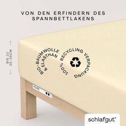 Schlafgut Spannbettlaken &raquo;PURE Bio-Baumwolle mit Elasthan, 170 g/m&sup2;, Bettlaken, Spannbetttuch&laquo; PREMIUM Laken f&uuml;r Matratzen bis 30cm H&ouml;he, dehnbar blickdicht, 