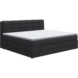 COTTA Boxspringbett &raquo;Fort II, in verschiedenen Breiten erh&auml;ltlich - auch als Familienbett!&laquo; inkl. Bettkasten und Topper schwarz 100% POLYESTER (PES) 