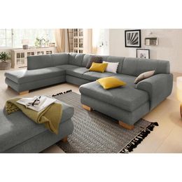 Home Affaire Wohnlandschaft &raquo;Nika zeitlos und elegant, viel Platz, U-Form&laquo; Wohnlandschaft, MELROSE /Struktur oder Struktur fein silber Struktur fein (