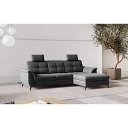 Sit & More sit&more Ecksofa &raquo;Zora&laquo; wahlweise mit Schlaffunktion und Bettkasten grau 95% Polyester 5% Polyamid B/H/T: 262cm x 92cm x 164cm, Flachgewebe LINO, 