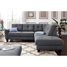 Sit & More sit&more Ecksofa &raquo;Varese L-Form&laquo; mit Federkern, wahlweise mit Schlaffunktion und Stauraum grau Luxus-Microfaser (100% Polyester)IStruktur fein (100% 