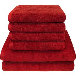 Dyckhoff Handtuch Set &raquo;City Lights&laquo; Set 6 Stk. Walkfrottier 4 Handt&uuml;cher (50x100cm), 2 Duscht&uuml;cher (70x140cm) rot Walkfrottier, Obermaterial: 100% Baumwolle 6 