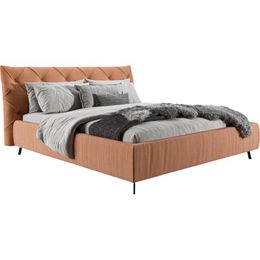 Home Affaire Polsterbett &raquo;Elloree, in 4 Breiten bis 200cm, auch in Leder&laquo; Kopfteilh&ouml;he 105 cm, belastbar bis 280 kg, auch in &Uuml;berl&auml;nge 220cm orange 