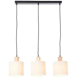 Brilliant Pendelleuchte &raquo;Pia&laquo; E27 1 Stk. H&auml;ngelampe 3flg Balken schwarz/natur schwarz 3, H: 130cm, 1 Stk.