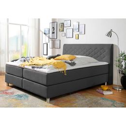 Home Affaire Boxspringbett &raquo;Parla&laquo; incl. Topper, 4 Farben in 4 Breiten, 2 H&auml;rtegraden, 3 Matratzenarten grau 100% Polyester Struktur fein, Liegefl&auml;che