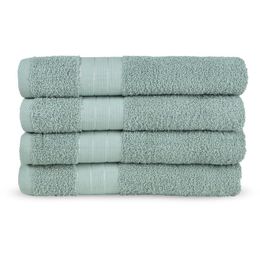 Good Morning Handt&uuml;cher &raquo;Uni&laquo; Baumwolle, Walkfrottee, Bord&uuml;re, 500 GSM, Einfarbig, ohne Aufh&auml;ngung gr&uuml;n Frottee, Frottee B/L: 50cmx100cm, 4 Stk., 4 