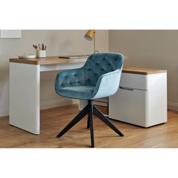 Jahnke Schalenstuhl &raquo;KENSINGTON TWIST LOCK&laquo; () 1 Stk.Twistlock - dreht sich in Ausgangsposition zur&uuml;ck blau Polyester B/H/T: 57,5cm x 80,5cm x 59,5cm, 1 Stk.