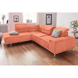 Sit & More sit&more Ecksofa &raquo;Mariola L-Form&laquo; mit Federkern und Ottomane, inklusive Sitztiefenverstellung orange Luxus-Microfaser (100% Polyester);Struktur (100% 