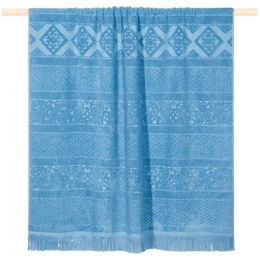 Pad Badetuch &raquo;HARLEM, 70x140 cm&laquo; Made in Europe, Ton in Ton gestreift, mit Ornamenten, mit Fransen blau Frottee, Frottee B/L: 70cmx140cm, 1 Stk., 