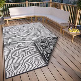 Hanse Home Outdoorteppich &raquo;Pangli, Wendeteppich&laquo; rechteckig 5 mm H&ouml;he In-& Outdoor, Teppich, Wetterfest, Balkon, Garten, Wohnzimmer, Modern schwarz 