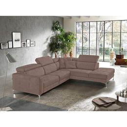 Egoitaliano Ecksofa &raquo;Matt, hoher Sitzkomfort und aufwendige Detailverarbeitung, L-Form&laquo; mit Ottomane, inkl. verstellbarer Kopfteile zum Relaxen braun Luxus-