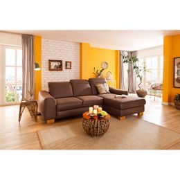 Home Affaire Ecksofa &raquo;Dundee L-Form&laquo; wahlweise mit Kopfteilverstellung und zus&auml;tzlich mit Schlaffunktion braun Luxus-Microfaser Florence (100% 