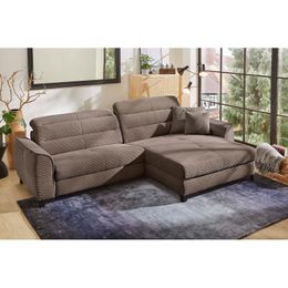 Jockenh&ouml;fer Ecksofa &raquo;Double One L-Form, B: 288 cm, 2x120 cm breite, elektr. Relaxfunktionen&laquo; Kopfteilverstellung, USB-Anschluss & Zierkissen grau Korpus: 100% 