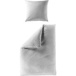 Bierbaum Bettw&auml;sche &raquo;Elegant uni&laquo; 2 Stk. Mako-Satin, 100 % Baumwolle, Uni, pflegeleicht silber Mako-Satin, Obermaterial: 100% Baumwolle B/L: 135cm x 