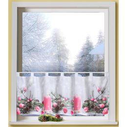 Weckbrodt-Gardinen Scheibengardine &raquo;Rosa Kerzen&laquo; Schlaufen 1 Stk. tlg. Bistro, Microsatin, Weihnachten, HxB 45x120cm, Gardine, Store bunt Microfaser, Polyester 45cm, 