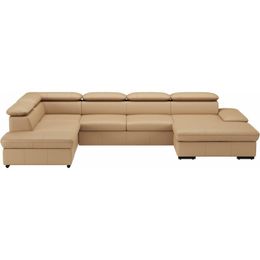 Sit & More sit&more Wohnlandschaft &raquo;Alcudia U-Form&laquo; wahlweise mit Schlaffunktion braun B/H/T: 349cm x 73cm x 226cm, NaturLEDER , Ottomane links,mit 