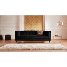 Home Affaire 3-Sitzer &raquo;Chamby&laquo; mit Holzrahmen unten und Steppung im Lehnenbereich schwarz Luxus-Microfaser Lederoptik (100% Polyester), Scheuertouren: