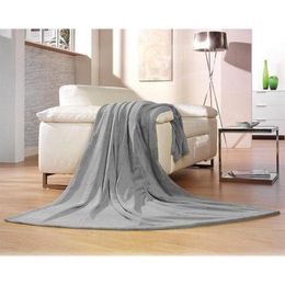 G&ouml;zze Wohndecke &raquo;Memphis&laquo; in tollen Unifarben, Kuscheldecke silber Polyester B/L: 180cm x 220cm