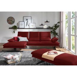 W.Schillig Ecksofa &raquo;broadway, Designsofa mit tollem Sitzkomfort&laquo; Sitztiefenverstellung, Kopfteil- & Seitenteilverstellung, Breite 291cm rot Longlife 