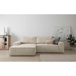 OTTO home Ecksofa &raquo;SHERWOOD Cord L-Form, 267 cm - OTTO. Verl&auml;ssliche Qualit&auml;t.&laquo; Schlaffunktion mit Bettkasten (210x136 cm), Cord, Vintage, Samtvelours