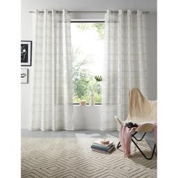 OTTO home Gardine &raquo;Sirii&laquo; &Ouml;sen 1 Stk. tlg. Halbtransparent, angenehme Haptik, mit Streifen, modern wei&szlig; Polyester, Polyester 225cm, &Ouml;sen, 140cm